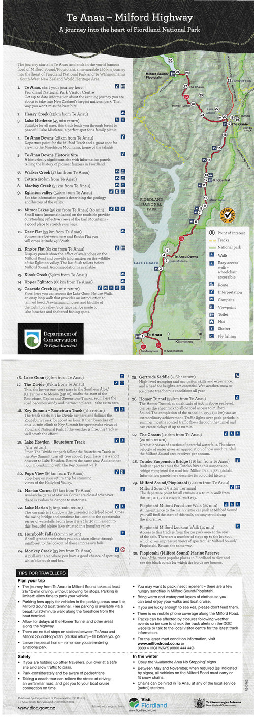 Milford Sound Road Map