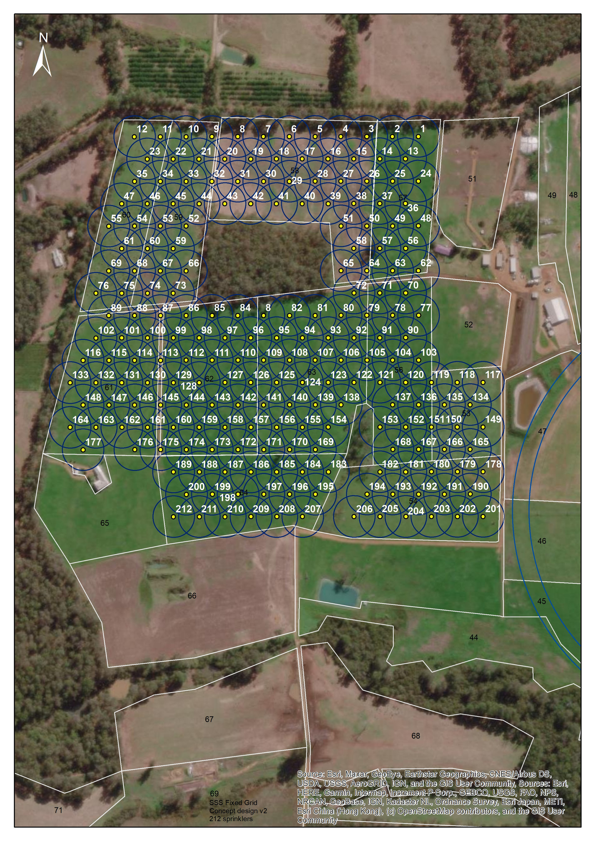 SSS Irrigation fixed grid / solid set system design