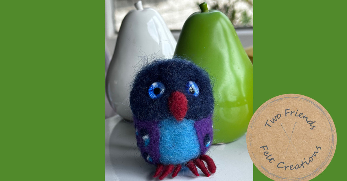 Felted Little Blue Owl - Two Friends Felt Creations